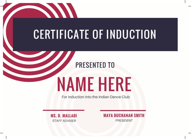 Certificate of Induction: Name Here | PDF