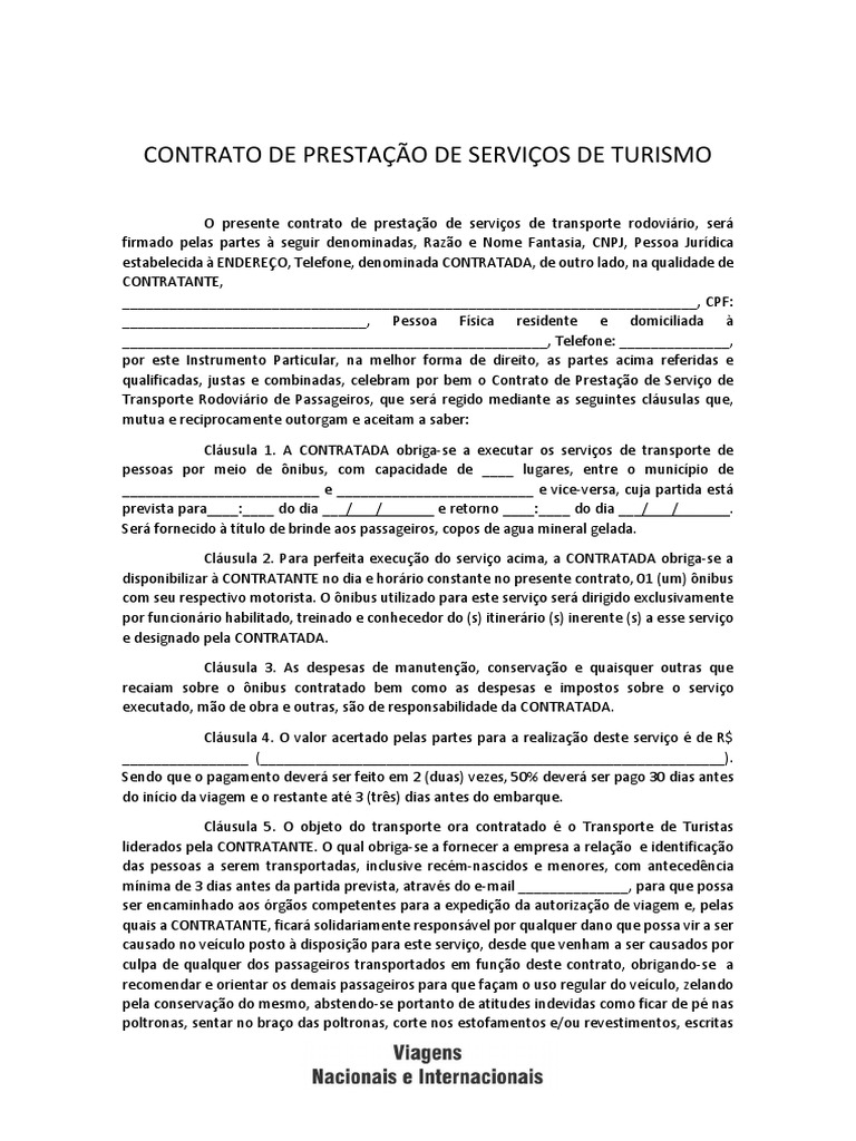 Contrato Viagem Turismo | PDF | Ônibus | Business