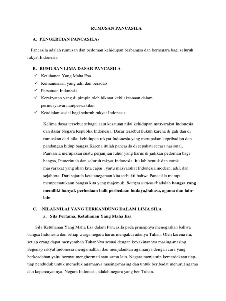 Rumusan Pancasila | PDF
