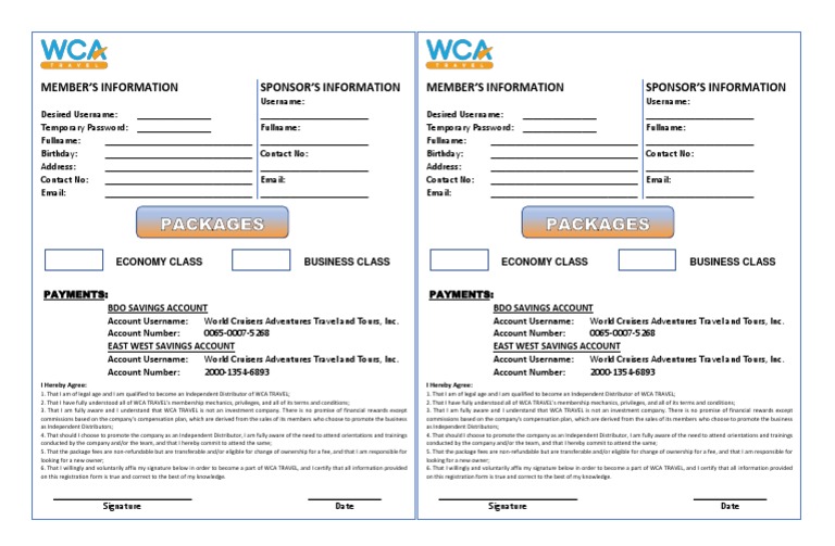 WCA Reg Form 2.0 PDF | PDF | Business | Economies