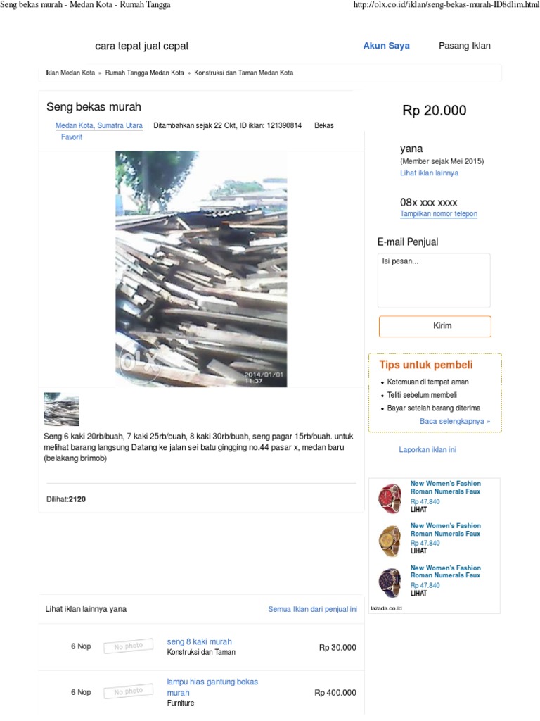 Seng Bekas Murah - Medan Kota - Rumah Tangga | PDF