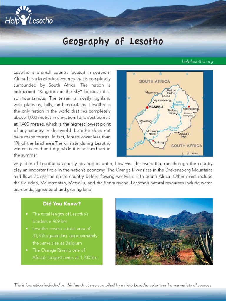Geography of Lesotho: Did You Know? | PDF