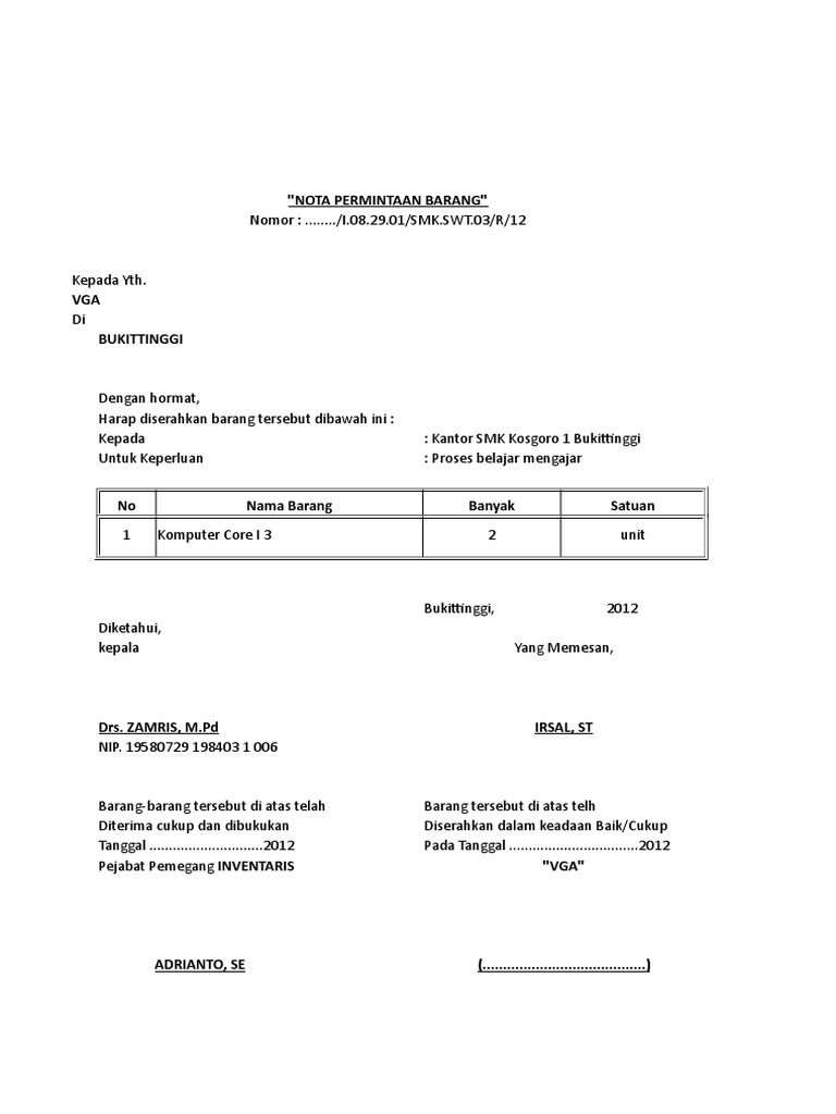 Nota Dan Kwitansi Dana Hibah | PDF