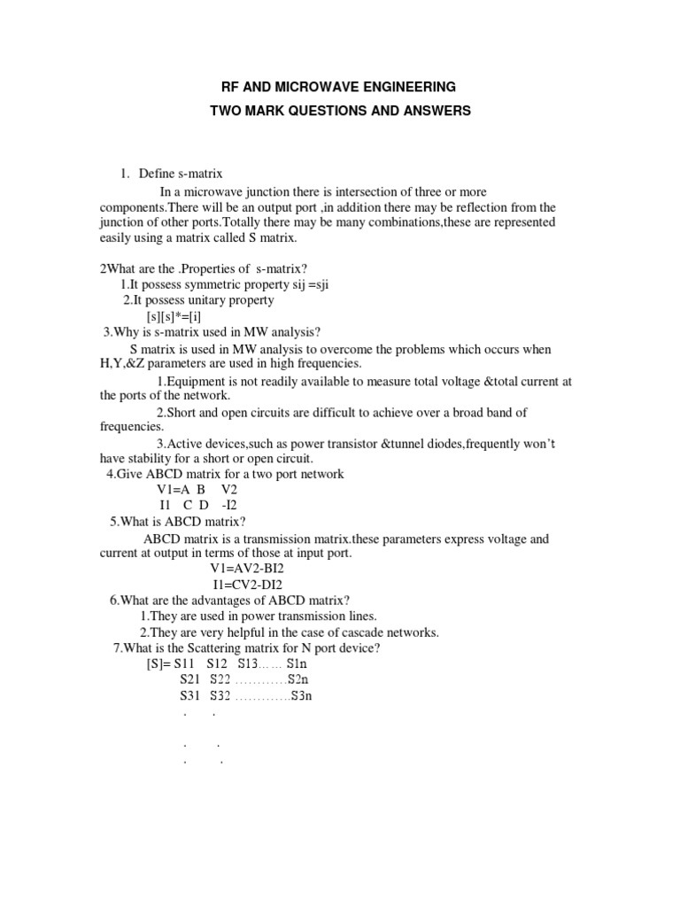 RF & Microwave Engineering Q&A | PDF | Amplifier | Diode