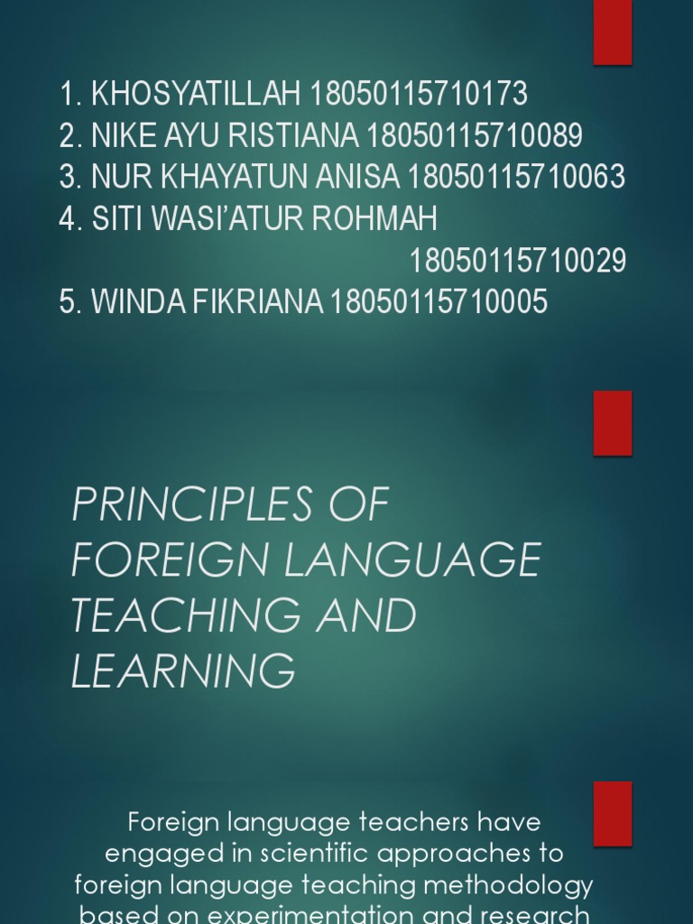 Chapter 1 - Principles of Foreign Language Teaching and Learning | Download Free PDF | Second ...