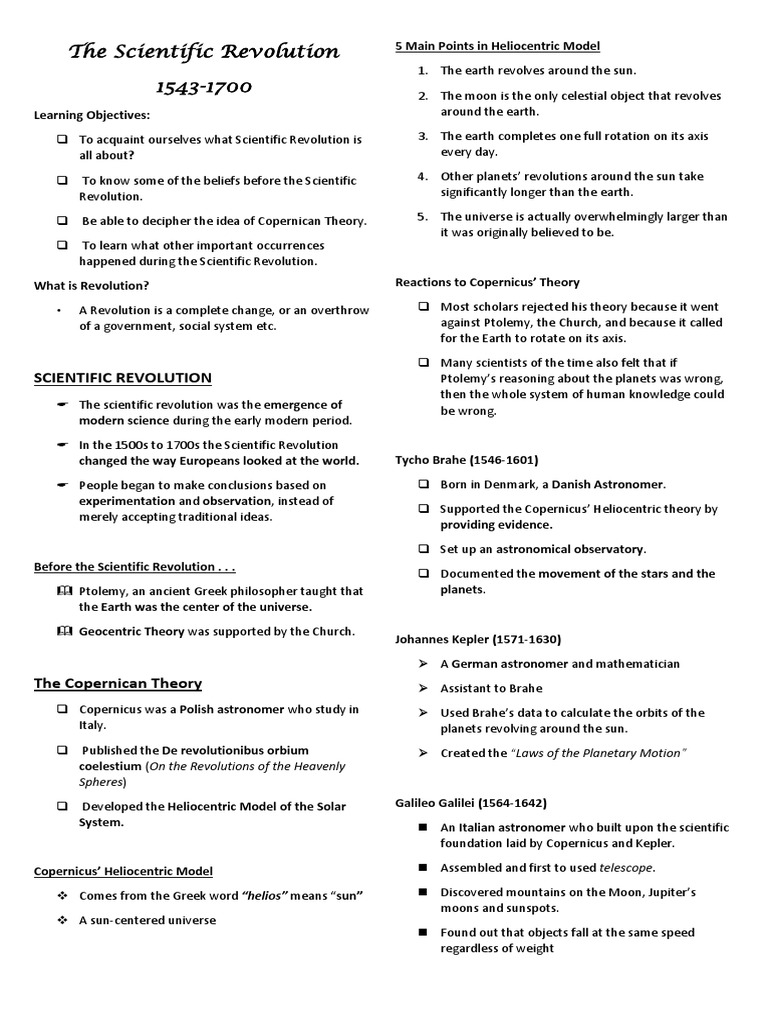 The Scientific Revolution 1543-1700 | PDF | Heliocentrism | Nicolaus ...