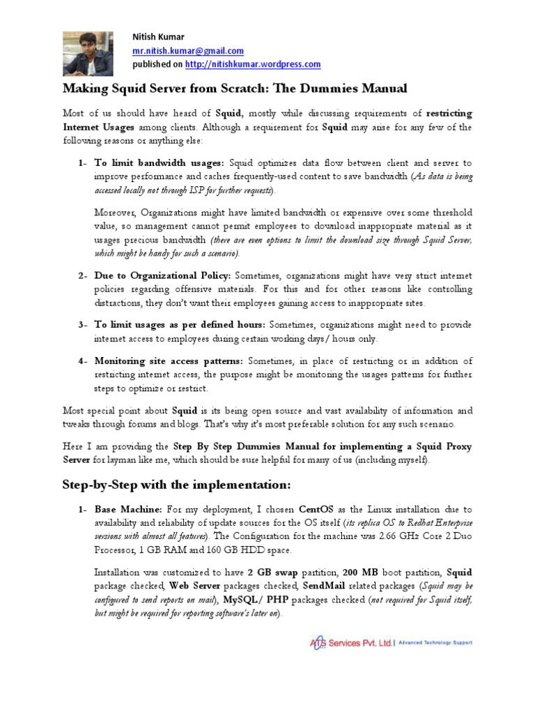 Making Squid Server From Scratch: The Dummies Manual: Nitish Kumar ...