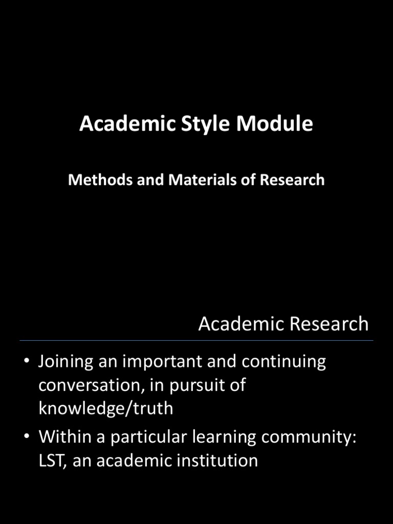 Academic Style Module | PDF | Thesis | Quotation Mark