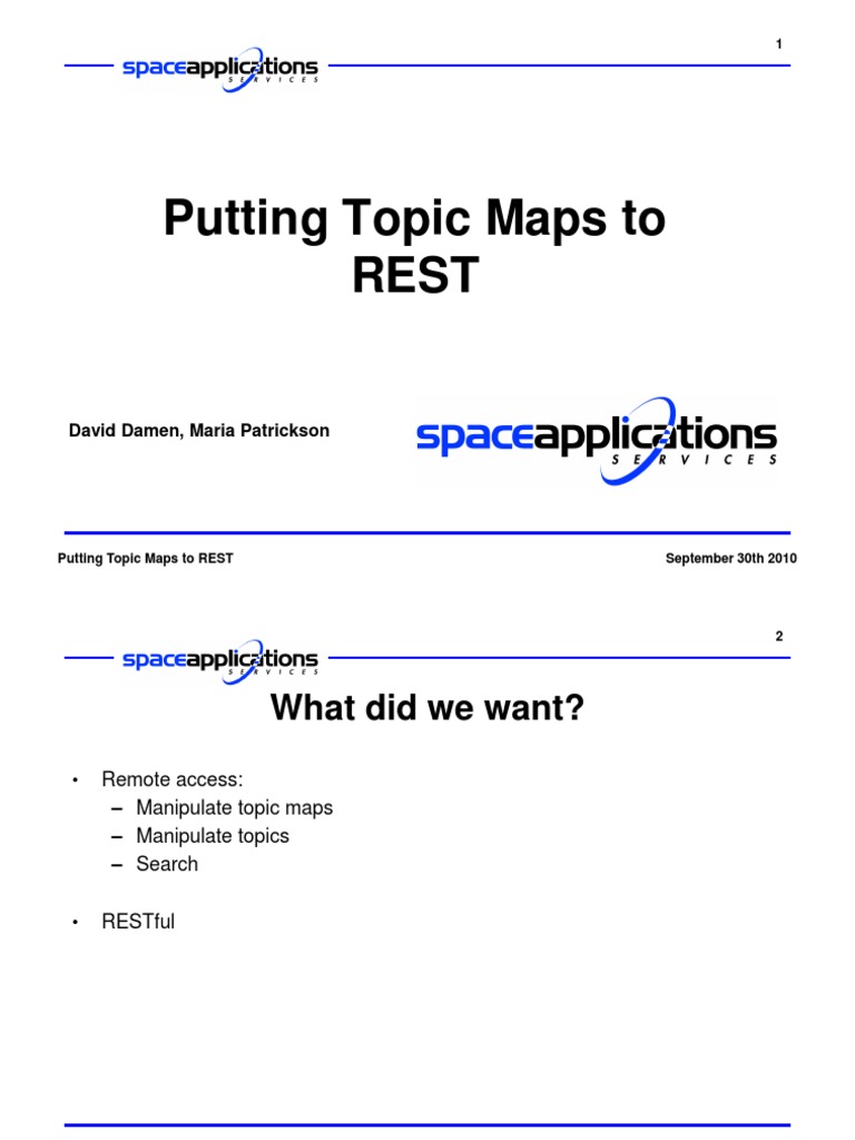 Putting Topic Maps To Rest: David Damen, Maria Patrickson | PDF ...