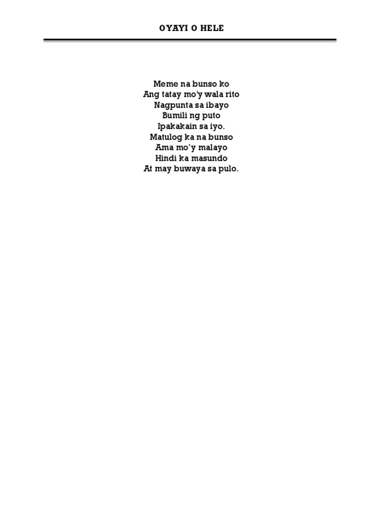 Oyayi o Hele | PDF