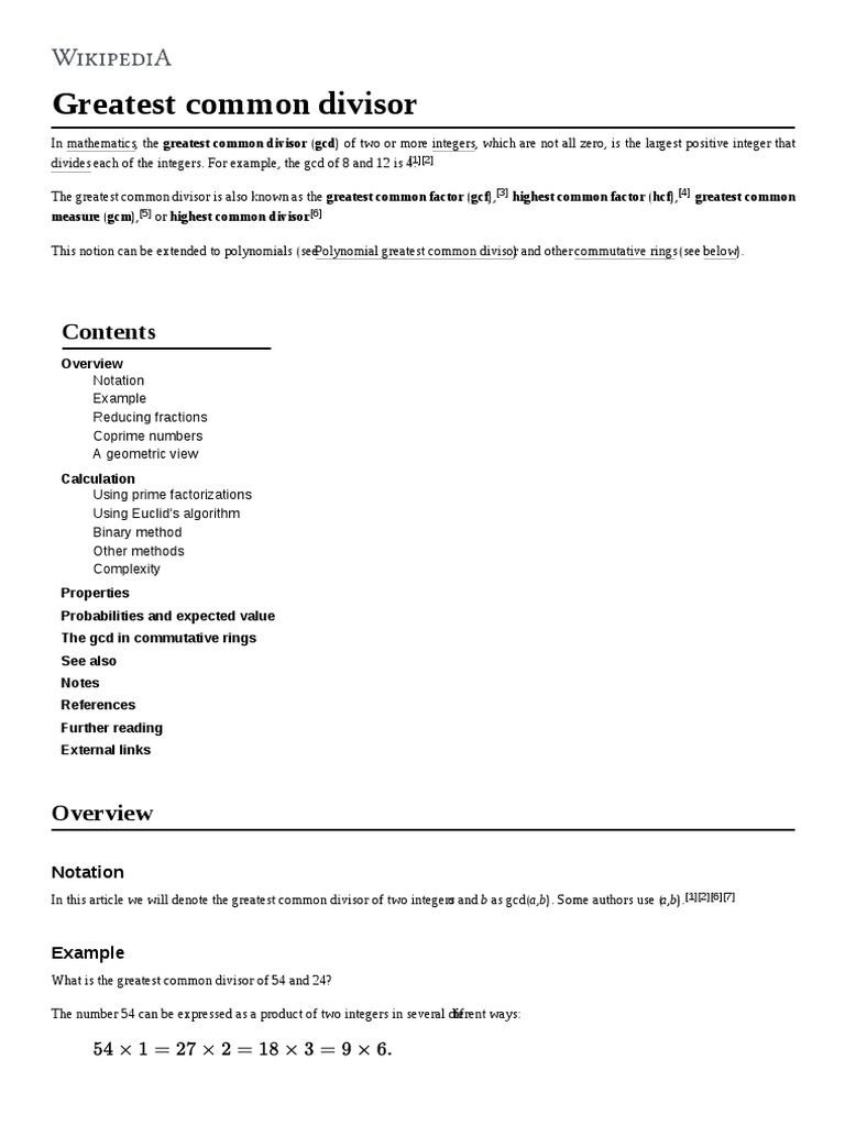 Greatest Common Divisor | PDF | Discrete Mathematics | Number Theory