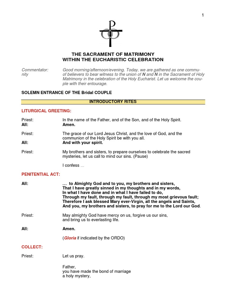 Sample Missalette - Sacrament-Of-Matrimony English | PDF | Eucharist ...