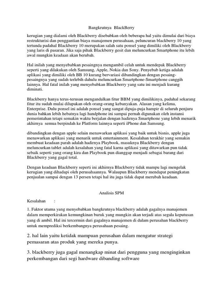 Bangkrutnya BlackBerry | PDF