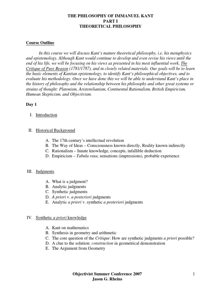 Jason Rheins-The Philosophy of Immanuel Kant | PDF | A Priori And A ...