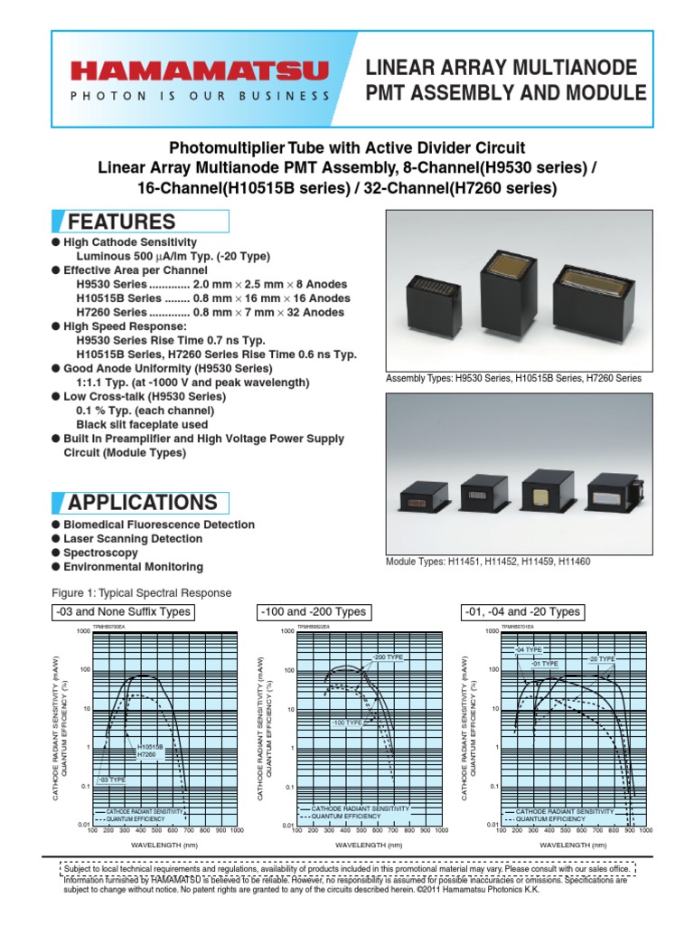 LINEAR ARRAY MULTIANODE PMT ASSEMBLY AND MODULE | Electromagnetism ...
