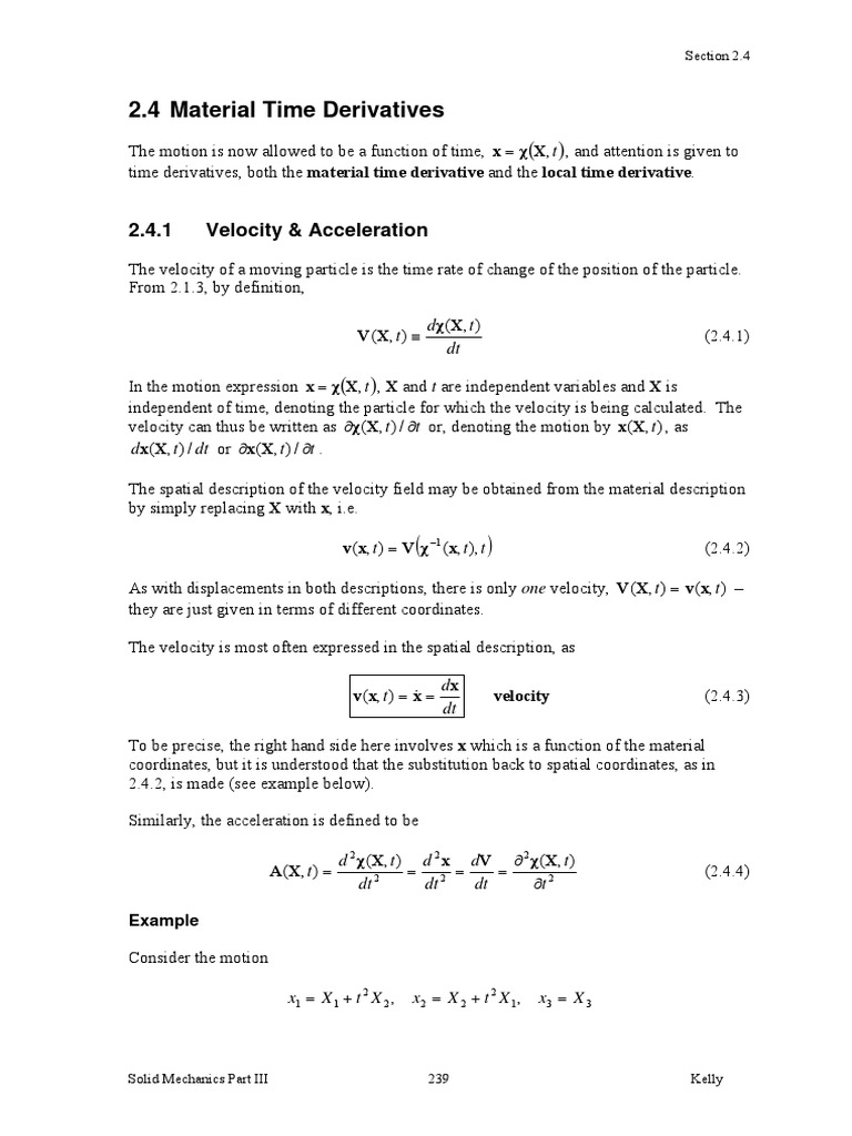 Kinematics of CM 04 Material Time Derivatives PDF | PDF | Derivative ...