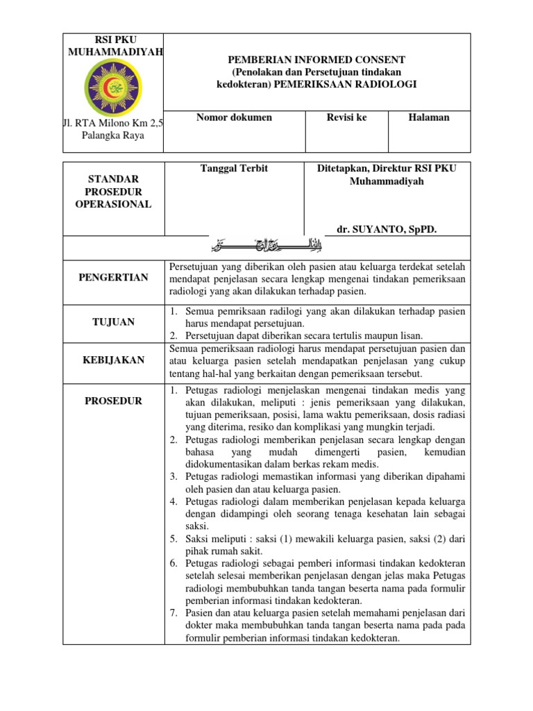 SOP Informed Consent Radiologi | PDF