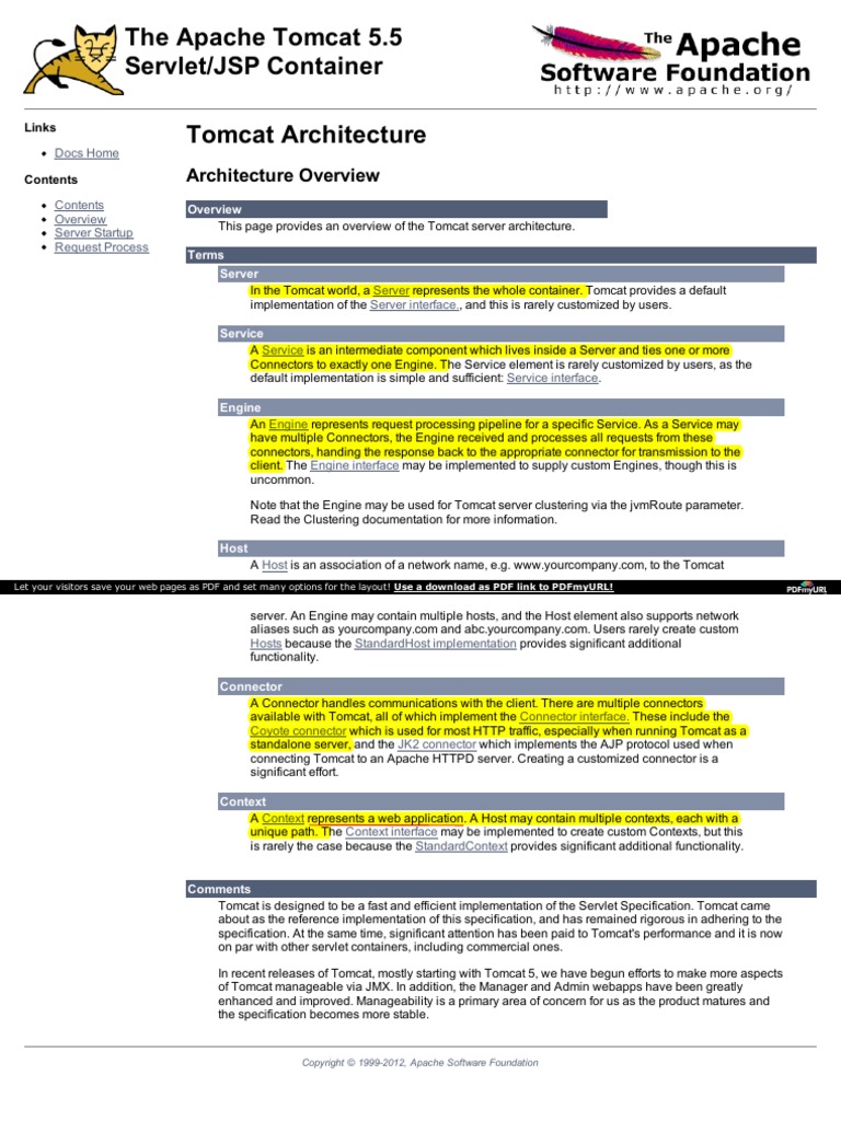 Tomcat Architecture Overview | PDF | Network Architecture | Information Technology Management