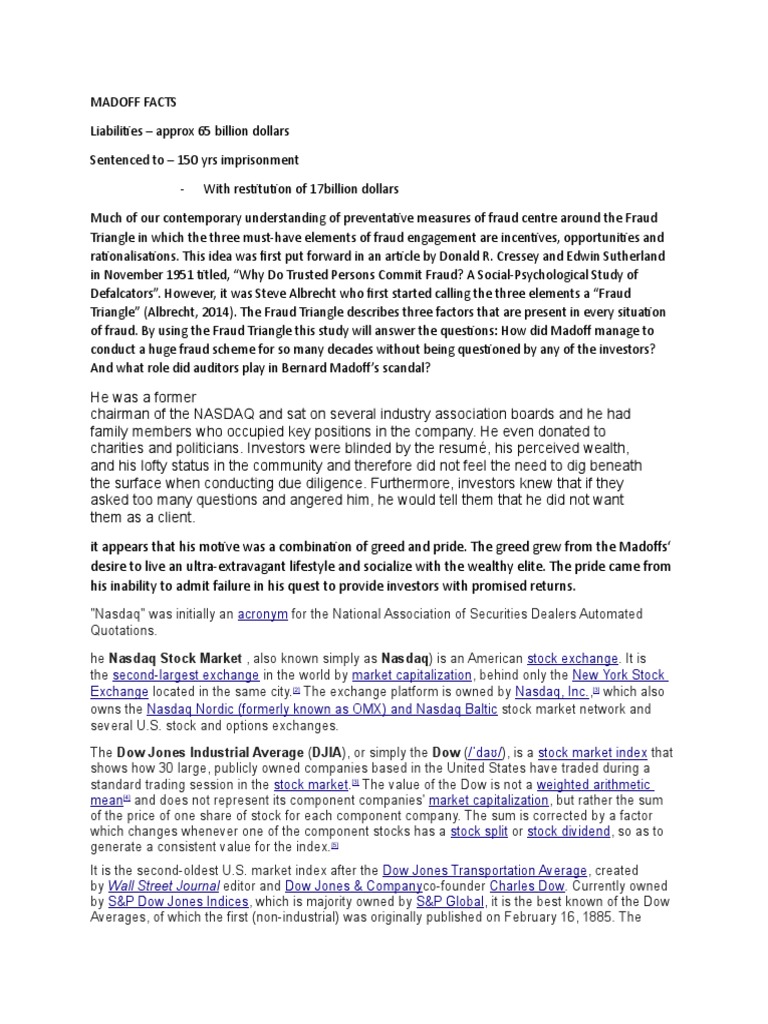 The Fraud Triangle Applied: An Analysis of Bernard Madoff's Massive ...