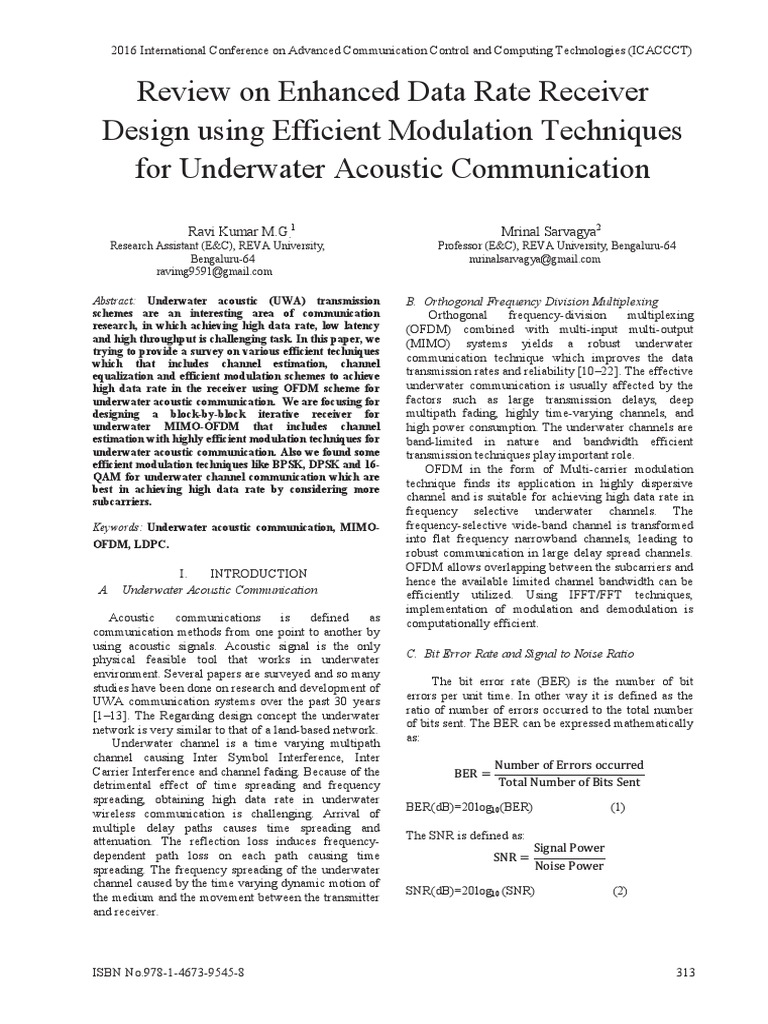 Review On Enhanced Data Rate Receiver Design Using Efficient Modulation ...