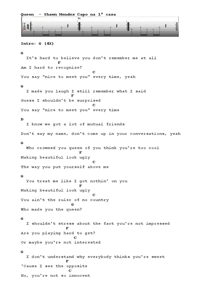 Queen - Shawn Mendes Capo Na 1 Casa | PDF