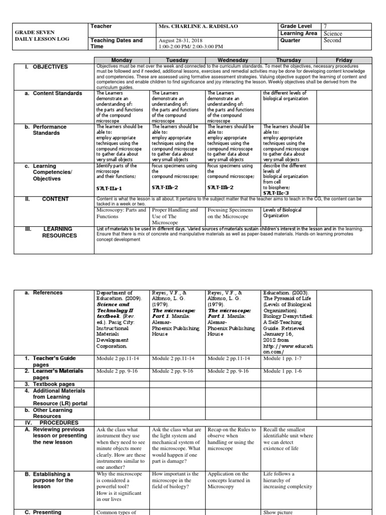 Grade 7 Science 2nd Quarter DLL | PDF | Learning | Teachers