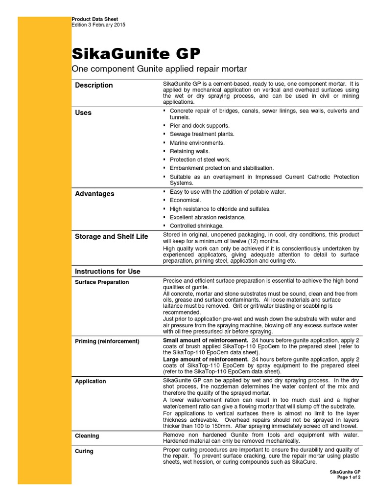 Gunite GP 459 | PDF | Concrete | Materials