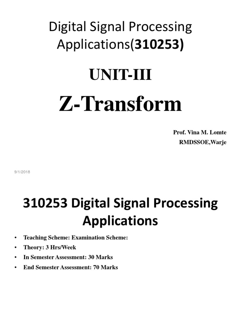 Z Transform | PDF | Discrete Time And Continuous Time | Fraction ...