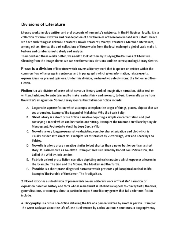 Divisions of Literature: Prose Is A Division | PDF | Poetry | Gabriel ...