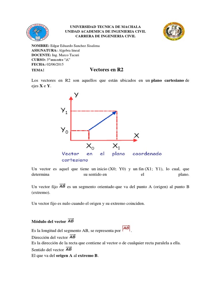 Vectores en el Plano R2 | PDF | Vector Euclidiano | Geometria plana)