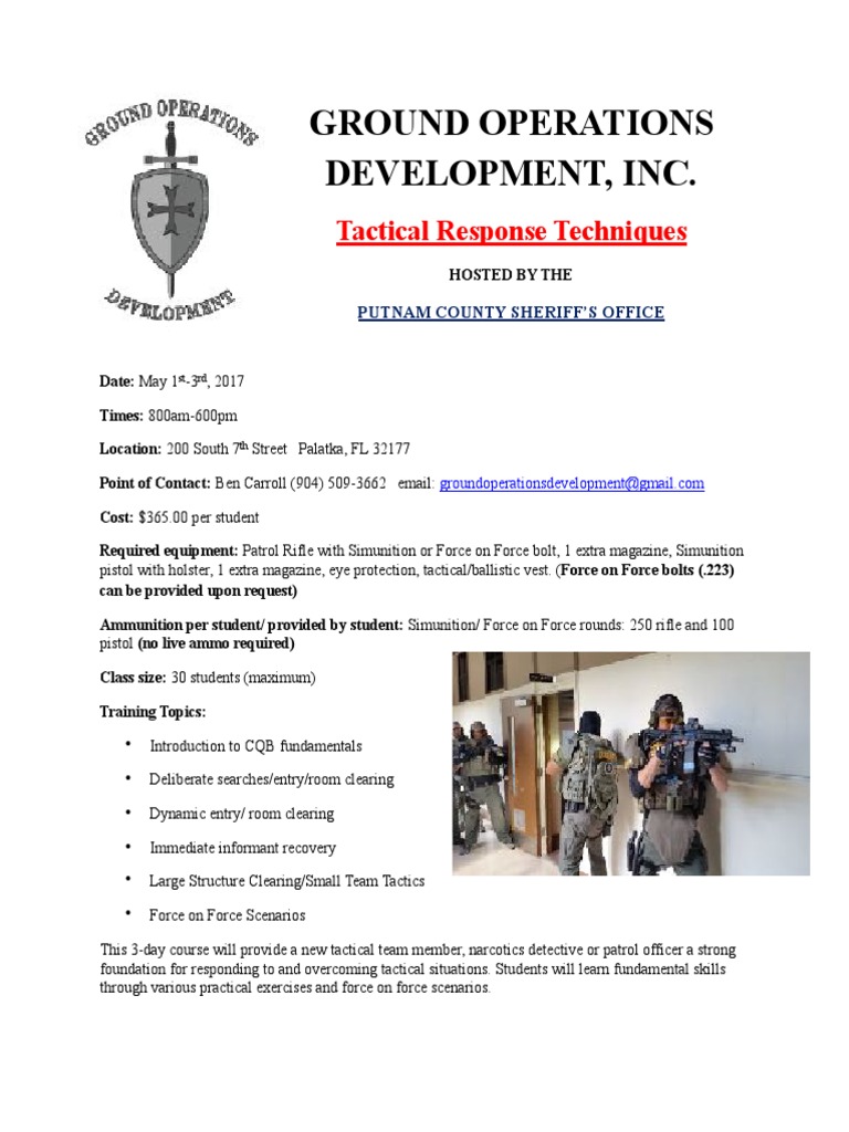 Tactical Response Techniques Course | PDF | Weaponry | Violence