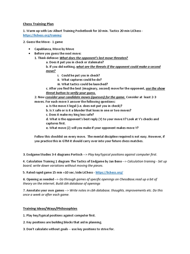 Chess Study Plan | PDF | Chess | Traditional Games