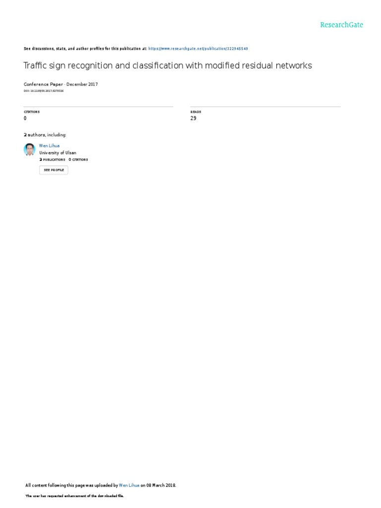 Tra C Sign Recognition and Classification With Modified Residual ...