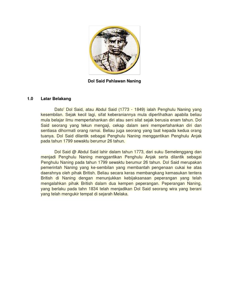 Dol Said Pahlawan Naning | PDF