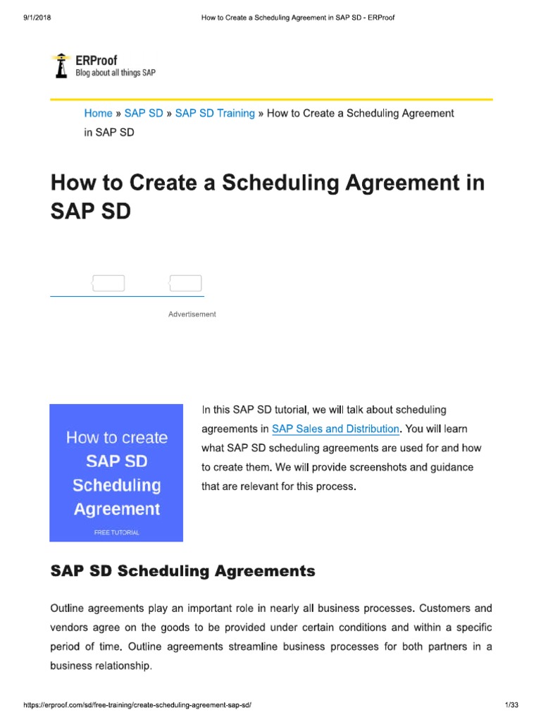 How To Create A Scheduling Agreement in SAP SD - ERProof | PDF