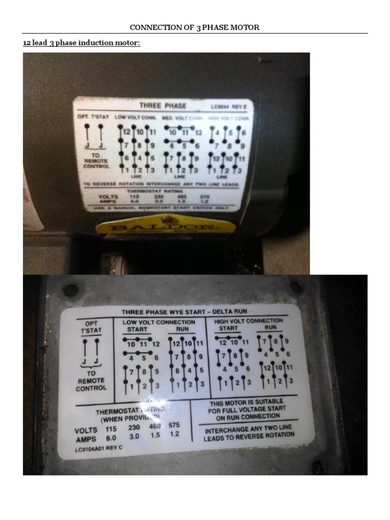 Connection of 3 Phase Motor 12 Lead 3 Phase Induction Motor | PDF ...