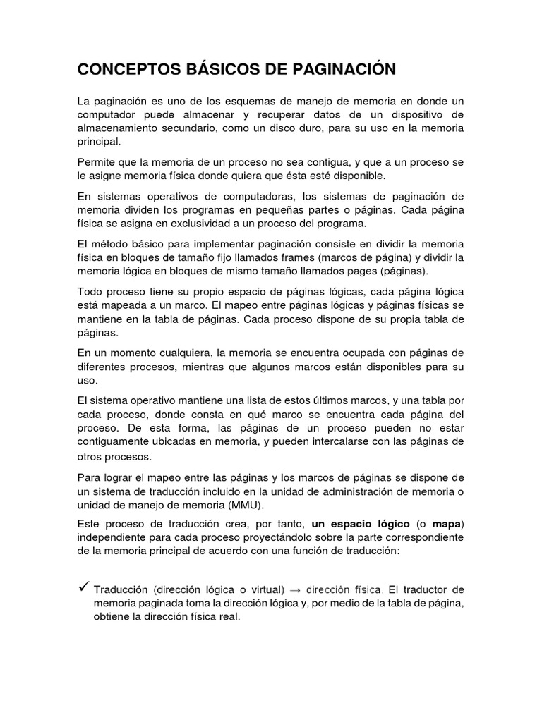 Conceptos Básicos de Paginación 2.0 | PDF | Proceso (Computación ...
