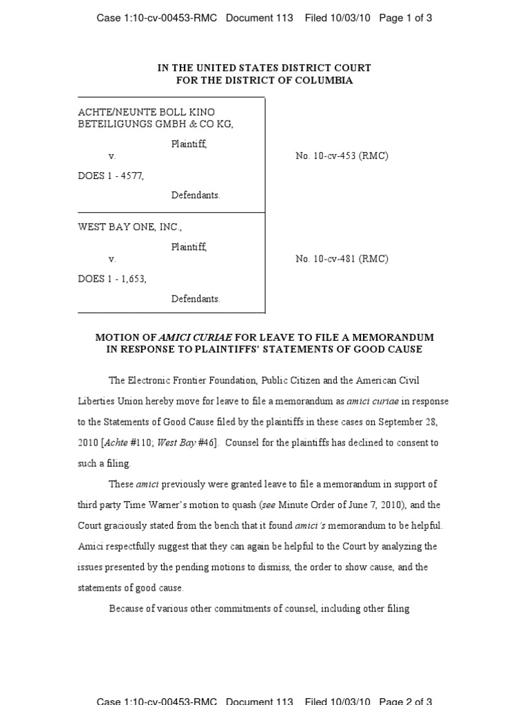 Achte Neunte v. Does - Motion of Amici Curiae For Leave To File A ...