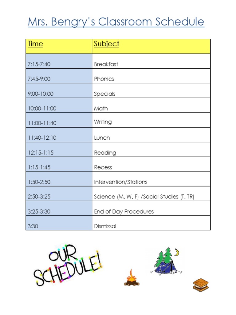 Class Schedule 2018-2019 | PDF | Learning | Schools