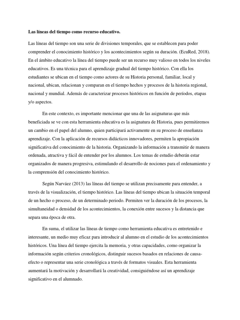 Las Líneas Del Tiempo Como Recurso Educativo | PDF | Aprendizaje | Maestros
