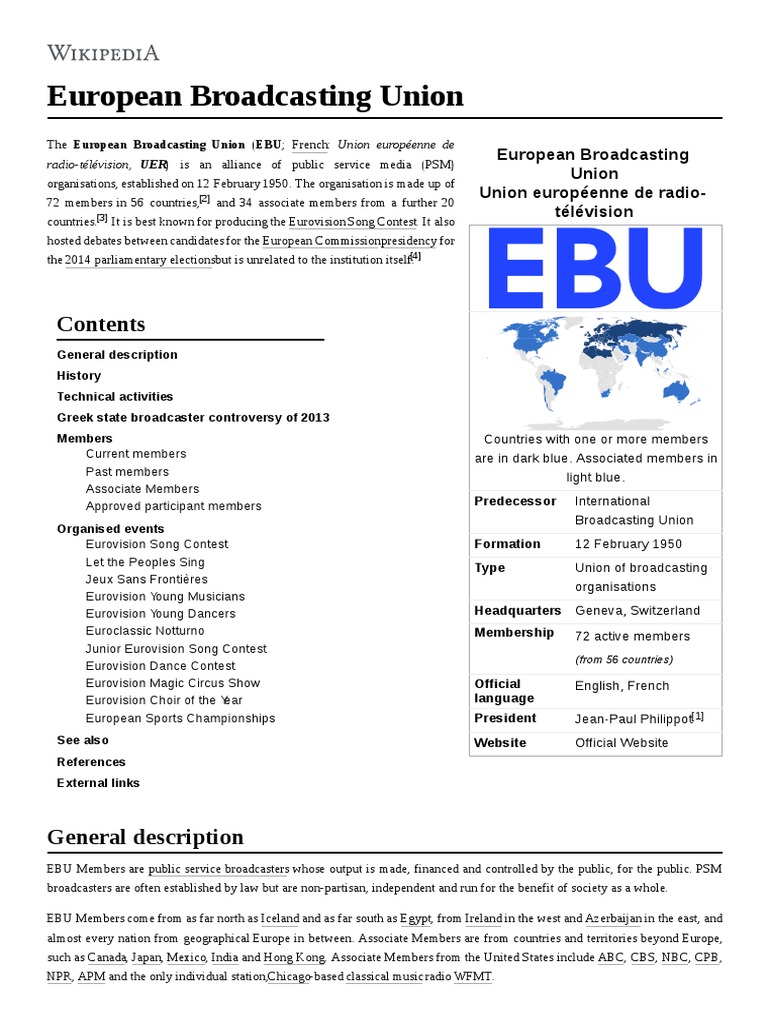 European Broadcasting Union | PDF | Radio | Public Broadcasting