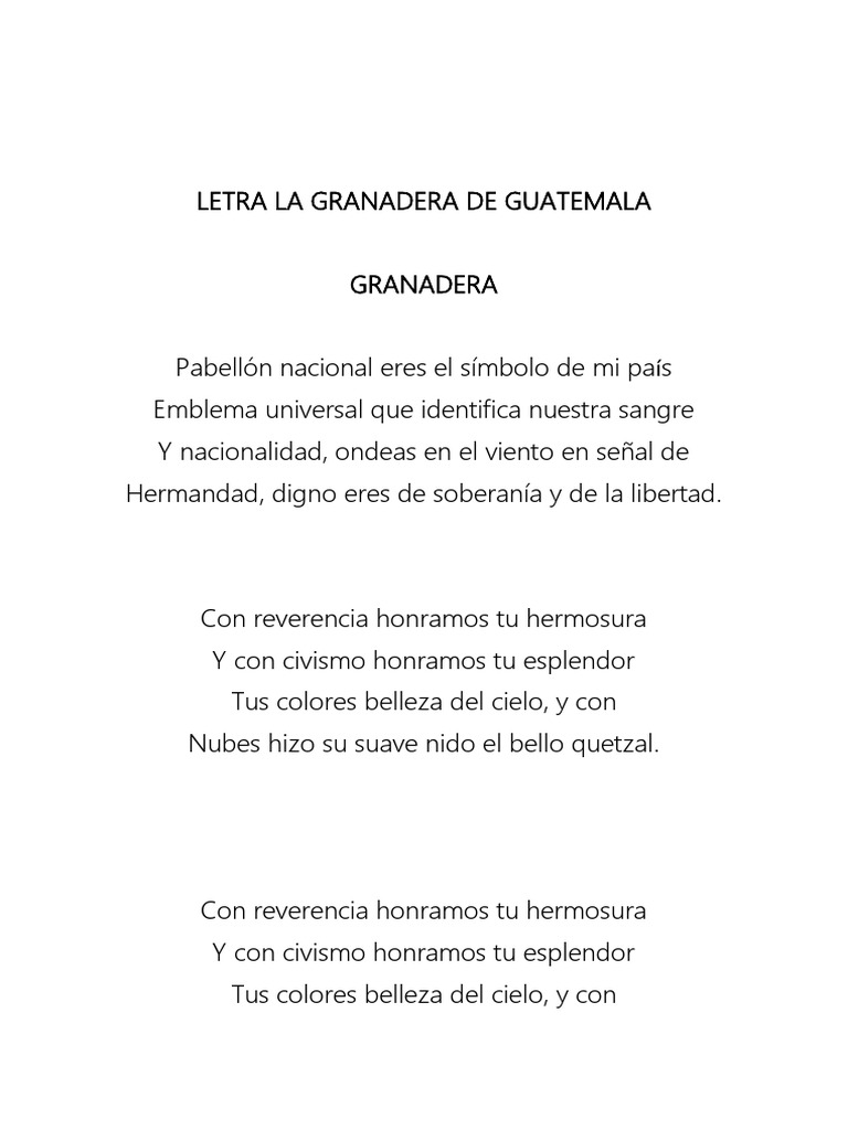Letra La Granadera Guatemala