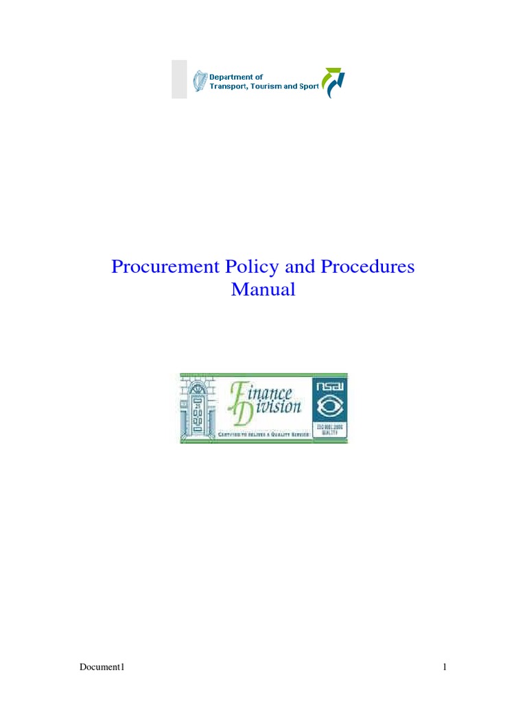 Procurement Policy and Procedures Manual: Document1 1 | PDF | Risk ...