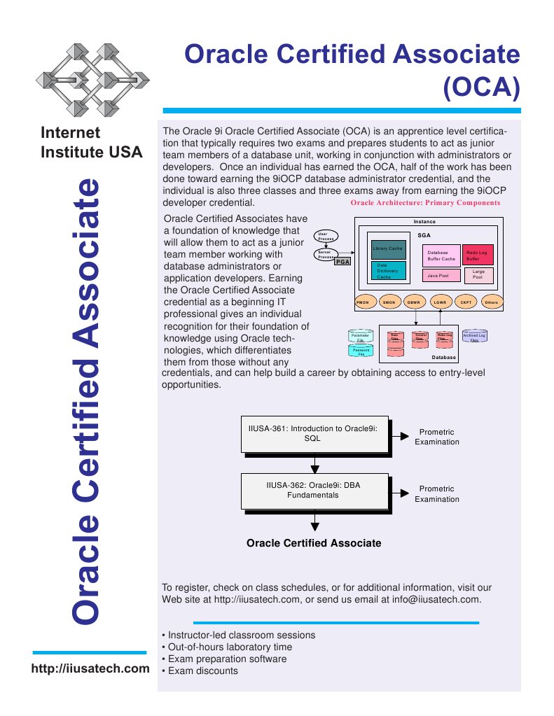 Oracle Certified Associate OCA Overview | PDF | Oracle Database | Data ...