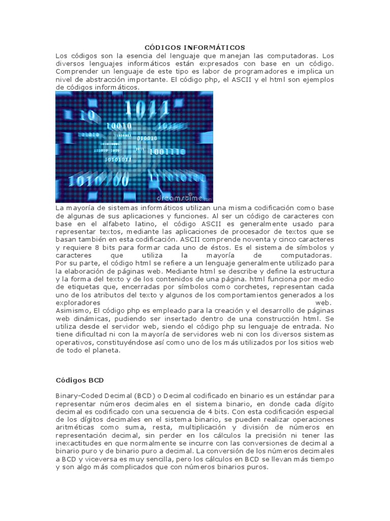 Códigos Informáticos: ASCII, HTML, PHP y Más | PDF | Ascii | Decimal ...