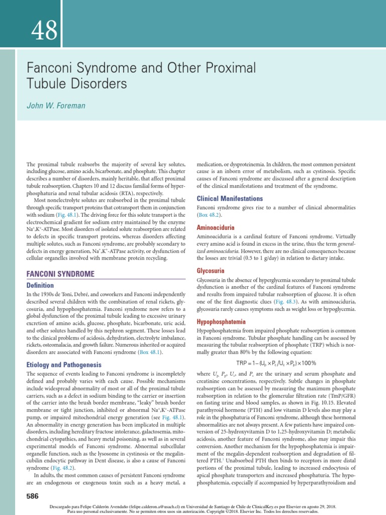 Fanconi Syndrome and Other Proximal Tubule Disorders: John W. Foreman ...
