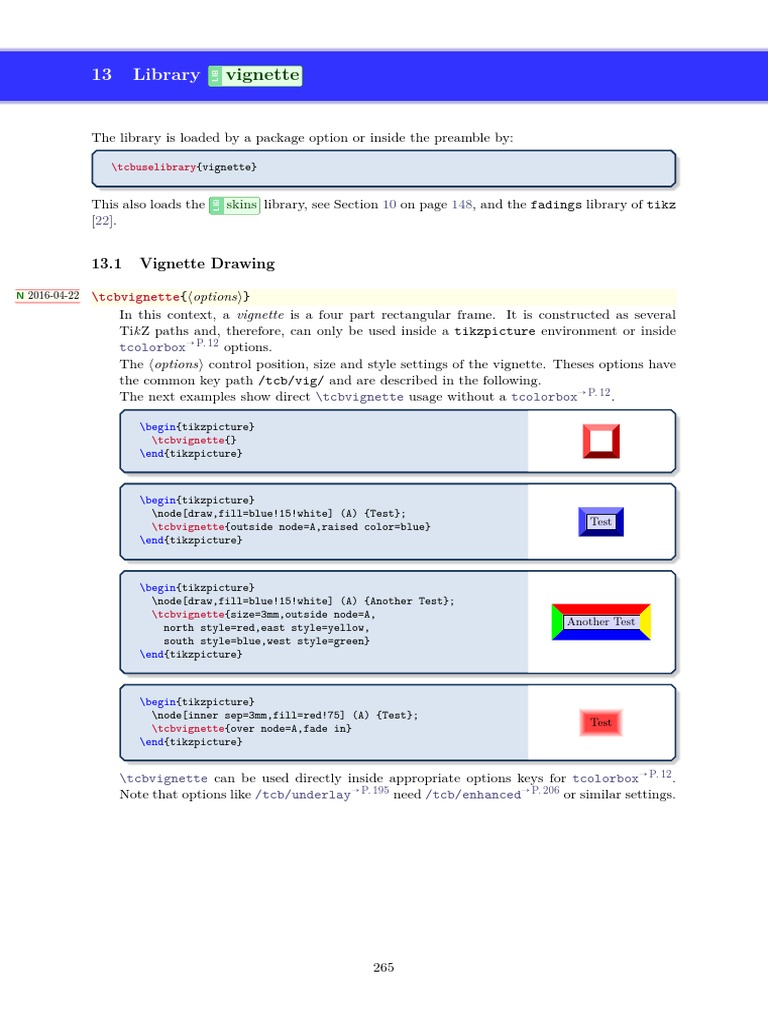 Drawing Vignettes: An Overview of the \tcbvignette Command | PDF ...