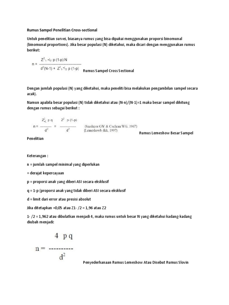 Rumus-Rumus Sampel Penelitian | PDF