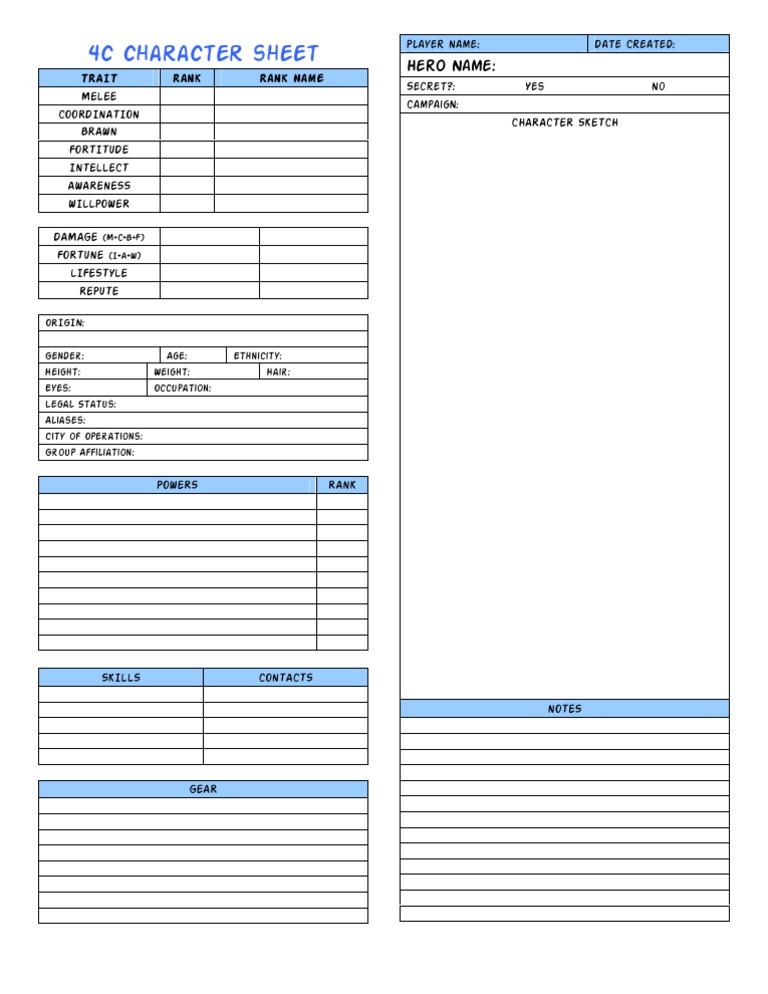 Character Sheet | PDF | Games & Activities