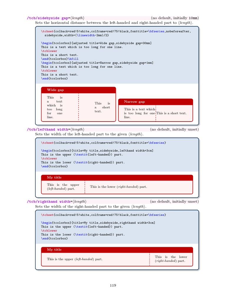 tcb/sidebyside Gap: /tcbset | PDF